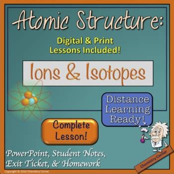 Atomic Structure Ions And Isotopes Print Digital By Chemistry Corner