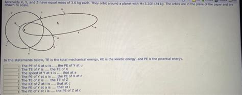 Solved Asteroids X Y And Z Have Equal Mass Of 3 0 Kg Each Chegg