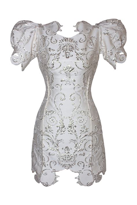 Brocade Mini Dress Ivory Cristina Savulescu