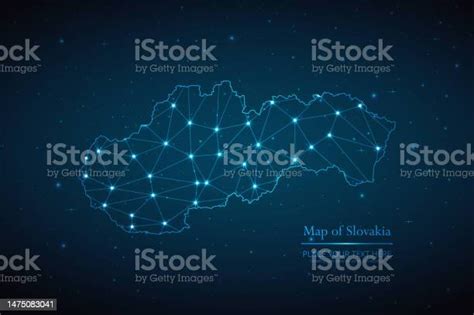 슬로바키아 기하학적 메쉬 다각형 네트워크 라인의 추상지도 0명에 대한 스톡 벡터 아트 및 기타 이미지 0명 3차원 형태 개념 Istock