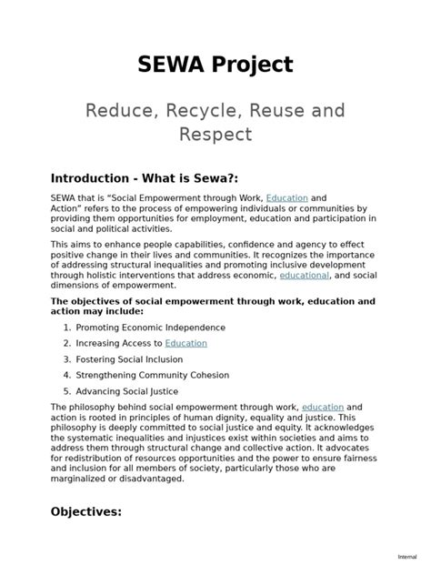 Sewa Project Reduce Reuse Recycle Pdf Recycling Waste Management