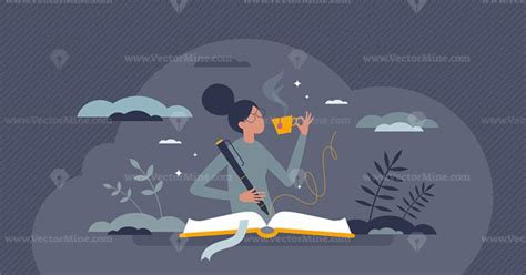 Literature Art Form With Creative Author Book Writing Tiny Person