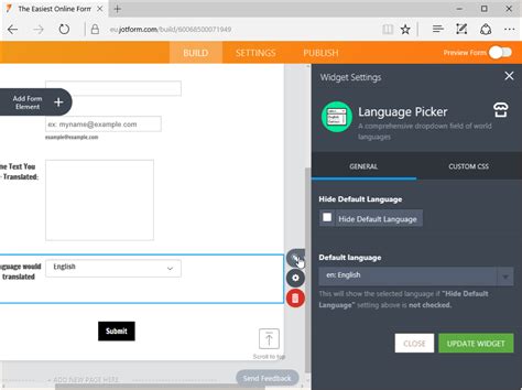 Language Picker Form Widgets Jotform