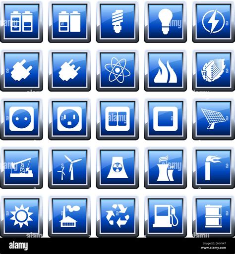 Electricity Power And Energy Icon Set Vector Illustration Stock