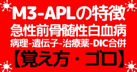 Apl急性前骨髄性白血病の特徴 病理 遺伝子 治療薬 Dic合併の覚え方・ゴロ ゴロゴロ医学