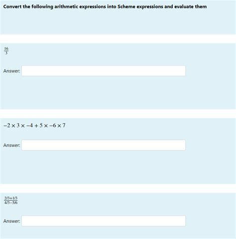 solved convert the following arithmetic expressions into