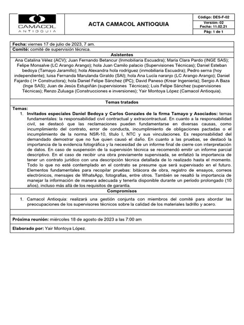 5 Acta Comité De Supervisión Técnica 19 07 2023 Pdf