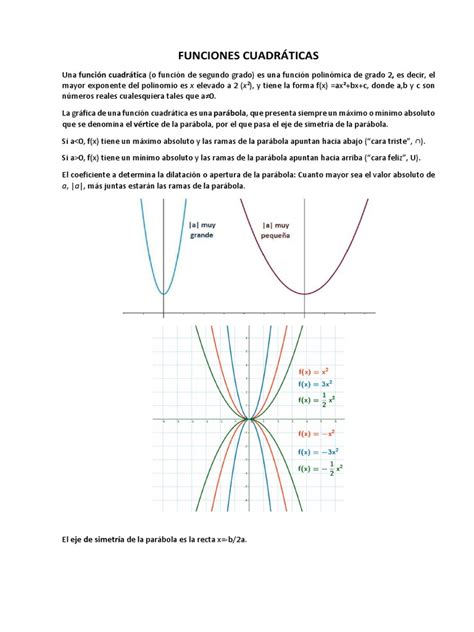 Apuntes Funciones Cuadráticas 2º Eso Pdf Ecuación Cuadrática