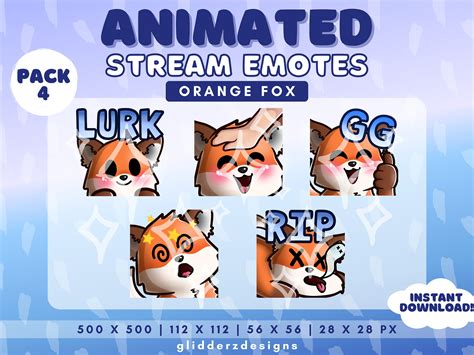 Animated Twitch Emotes Orange Fox Animated Emotes Animated Etsy