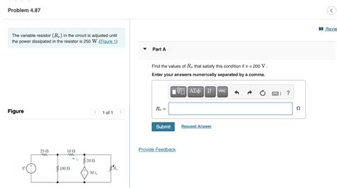 Solved Problem 4 87 Revie The Variable Resistor R In The Chegg Com