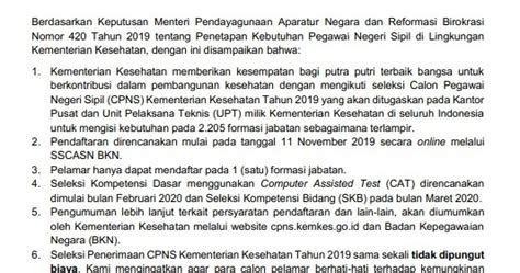Rincian Formasi Persyaratan Dan Cara Daftar Cpns Kemenkes Tahun Prediksi Soal Cpns
