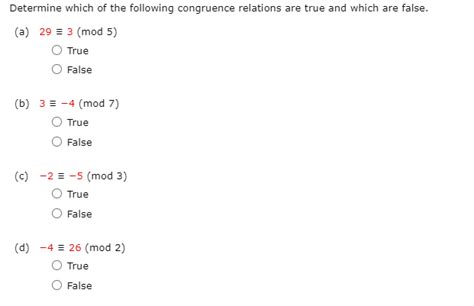 Solved Determine Which Of The Following Congruence Relations