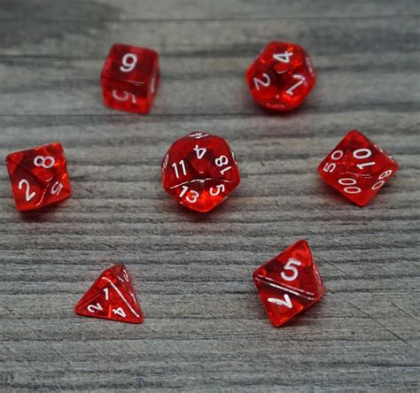 Bescon Mini Translucent Dice Red Polyset Dungeons And Dice