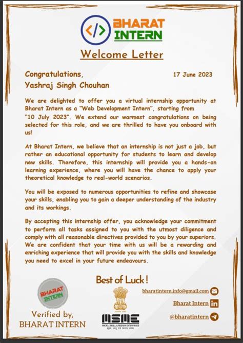 Yashraj Singh Chouhan On Linkedin Bharatintern