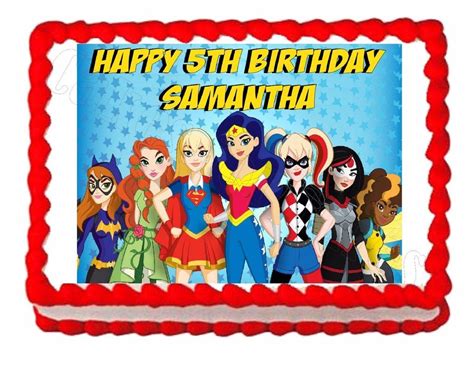 Superhero Girls Party Edible Cake Topper Decoration Personalized Free