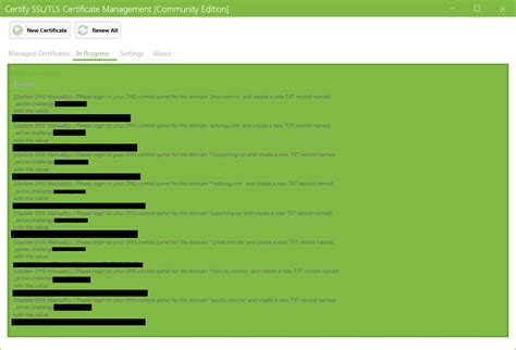 What To Do Next On In Progress Page When Requesting One Certificate For Multiple Wildcard