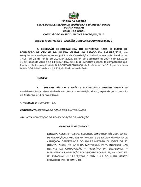 Preenchível Disponível FORMAO DE OFICIAIS DA POLCIA MILITAR DO ESTADO