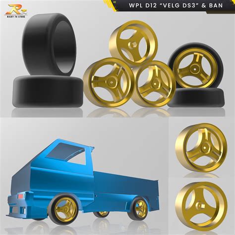 Jual WPL D12 Velg Model DS3 Dan Ban 1 Set RC Drift 3D Print Shopee