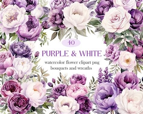 Purple And White Flowers Clipart