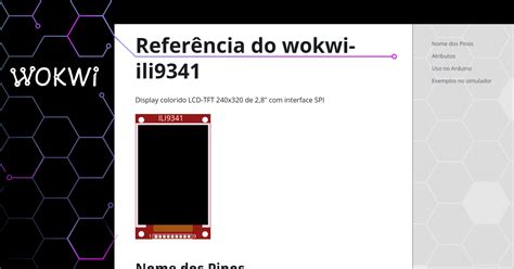 Referência Do Wokwi Ili9341 Wokwi Docs