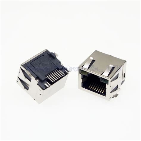 5pcs RJ45 Network Socket Female Modular Lan Connector With Shielded With Shrapnel With LED Lamp