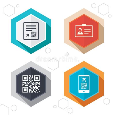 Qr Scan Code Icon Boarding Pass Flight Sign Stock Vector