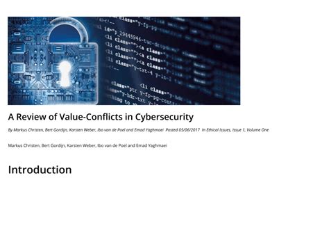 Pdf A Review Of Value Conflicts In Cybersecurity