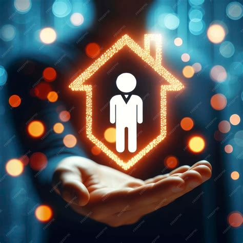 Premium Photo Minimalistic House With Shild Icon Glow Security Guard