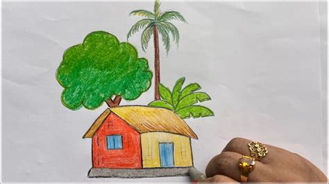 How To Draw House And Tree For Beiggner।।ঘর ও গাছ আঁকা।।house And Tree Drawing ।।farzanas Art