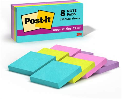 Post It Super Sticky Notes 2x2 In 8 Pads 2x The Sticking Power Miami