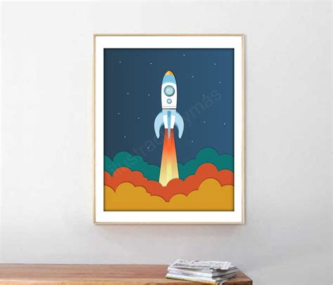 Nursery Rocket Rocket Poster Printable Instant Download Outer Space