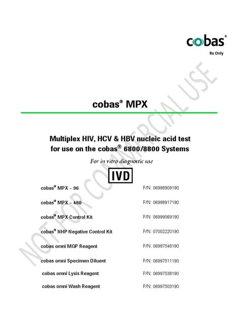 Package Insert Cobas Mpx Test For Use On The Cobas 6800 8800 Systems Pdf Hepatitis C Hiv