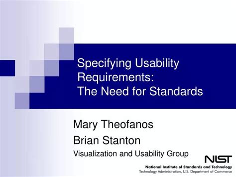 Ppt Specifying Usability Requirements The Need For Standards