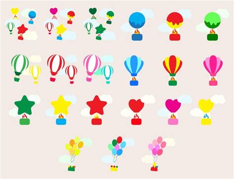 Premium Vector Collection Icon Travel With Hot Air Balloon Flying Gas