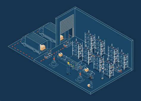 3d isometric automated warehouse robots and smart warehouse technology