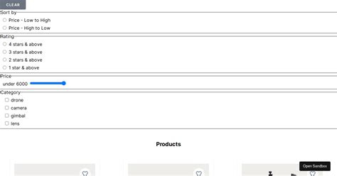 Products And Filters Codesandbox