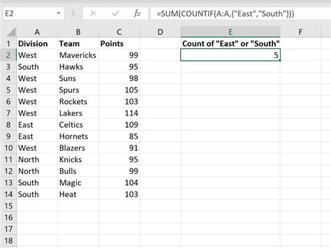 如何在 Excel 中将 Countif 与 Or 结合使用 Statorials
