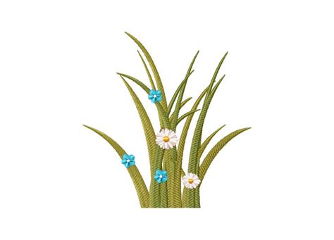 Grasses With Blue Flowers Embroidery Design Daily Embroidery