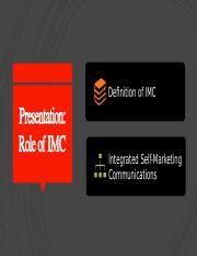 PPT Role Of IMC NEW Pptx Definition Of IMC Presentation Role Of IMC Integrated Self