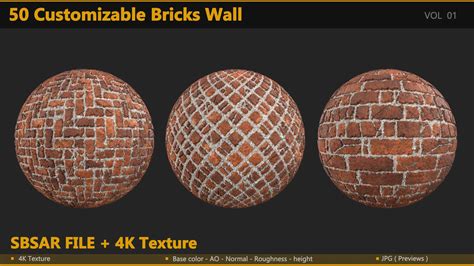 50 Customizable Bricks Wall Material Flippednormals