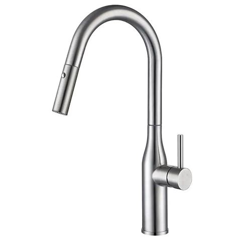 ᐉ Змішувач для кухні Koer Ki 70004 02 із висувною лійкою Cатин • Краща ціна в Києві Україні