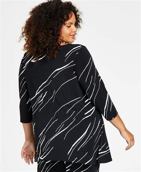 Alfani Plus Size Linear Printed Swing Top Created For Macys Macys