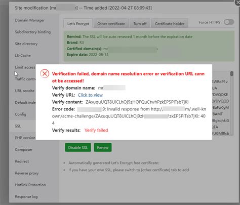 Lets Encrypt Ssl Error Aapanel Free Hosting Control Panel One Click Lamplemp