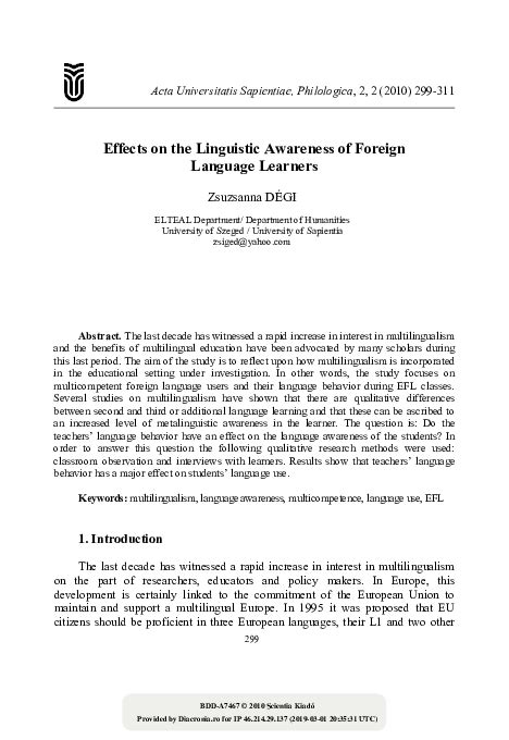 pdf effects on the linguistic awareness of foreign language learners