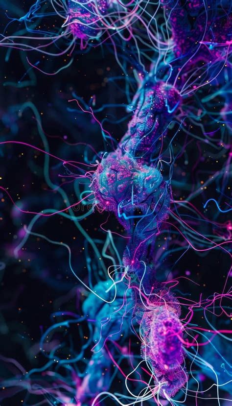Dynamic Digital Art Illuminated Particles And Swirling Lines Conveying