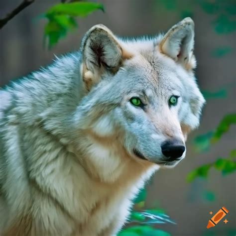 White Wolves With Green Eyes