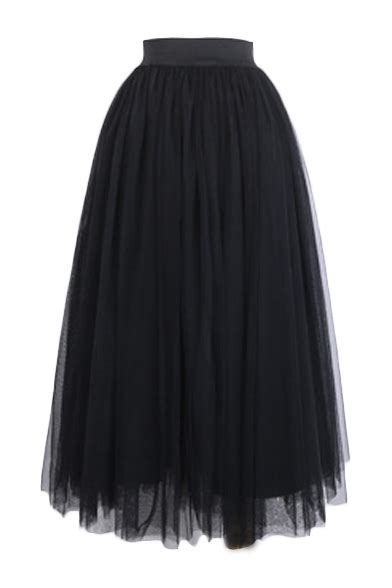 Plain Elastic Waist Layered Tulle Maxi Skirt Pre116535 Prechic