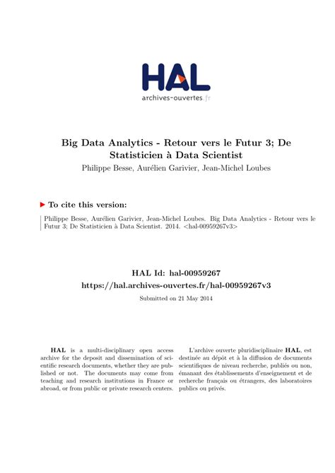 Pdf Big Data Analytics Retour Vers Le Futur 3 De Statisticien à Data Scientist
