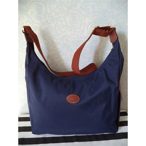 Longchamp BESACE TOILE ET CUIR Bleu Marine Ref 49761 Joli Closet