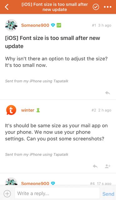 Ios Font Size Is Too Small After New Update Tapatalk Support Group